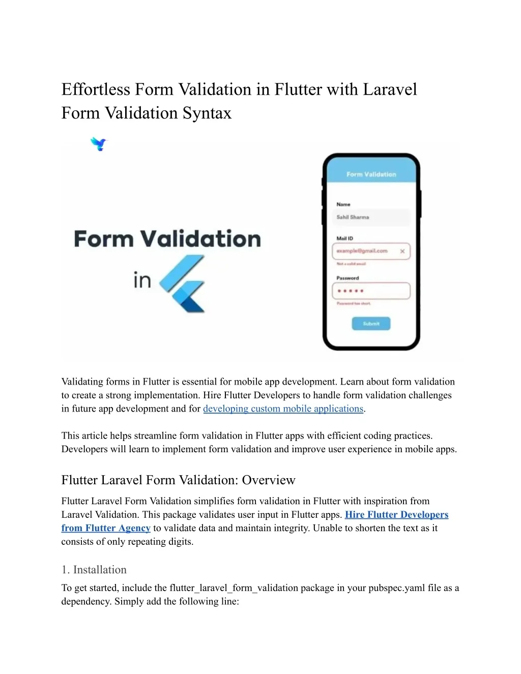 PPT - Form Validation in Flutter with Laravel Form Validation Syntax PowerPoint Presentation ...