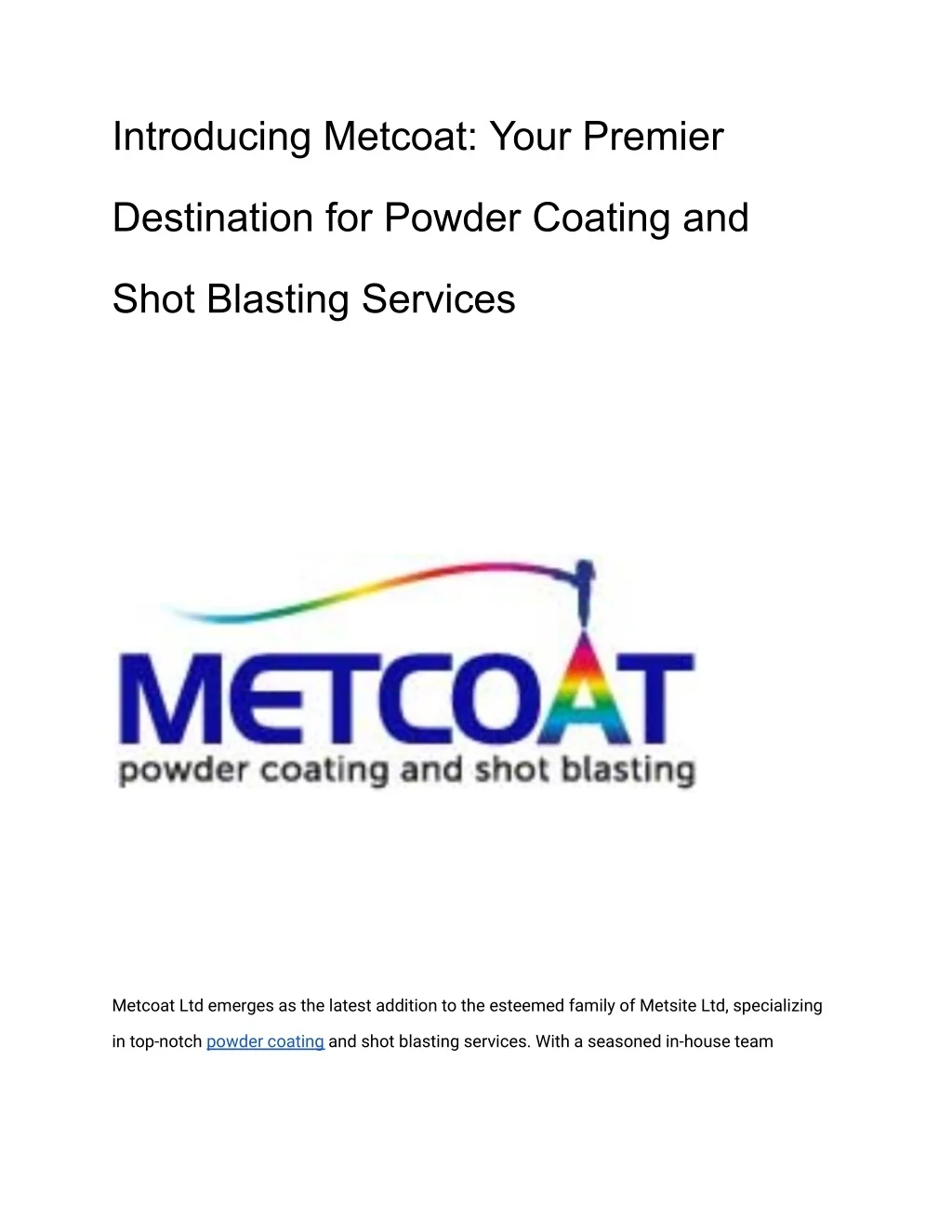 PPT - Introducing Metcoat_ Your Premier Destination for Powder Coating ...