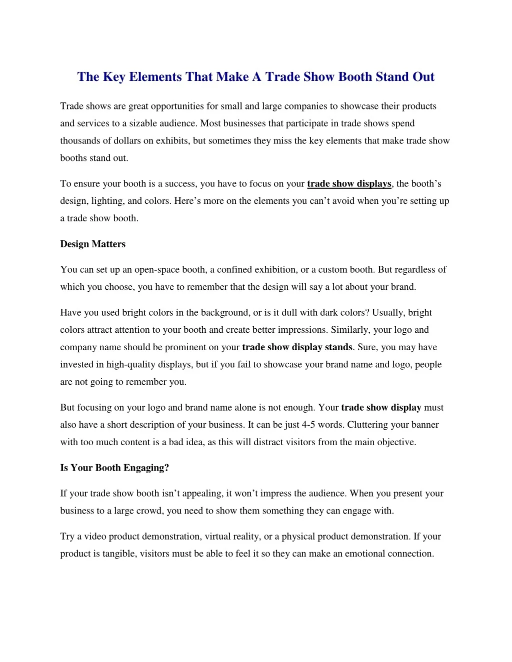 PPT - The Key Elements That Make A Trade Show Booth Stand Out ...