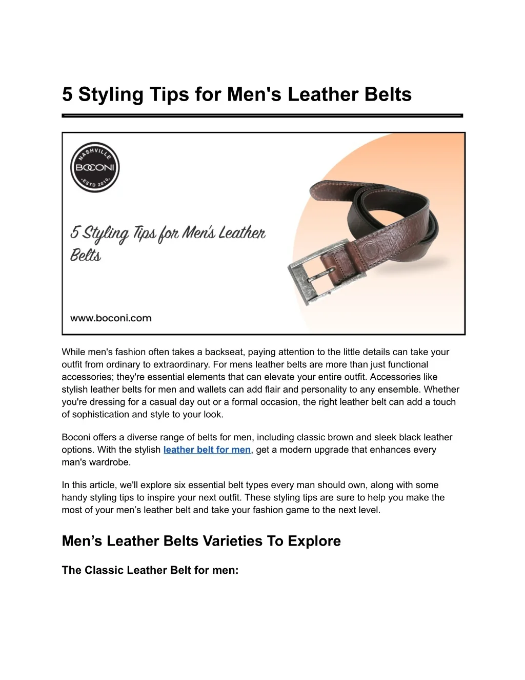 PPT - 5 Styling Tips for Men's Leather Belts PowerPoint Presentation ...