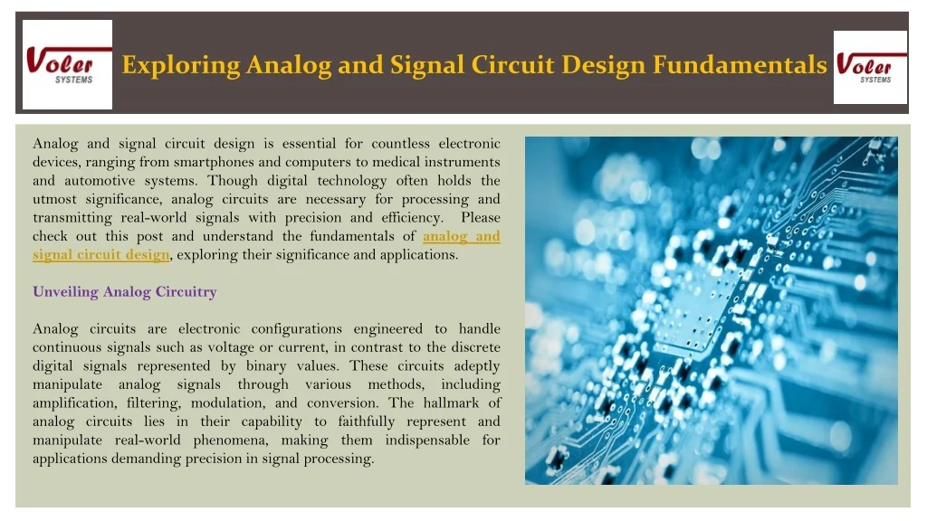 Ppt Exploring Analog And Signal Circuit Design Fundamentals