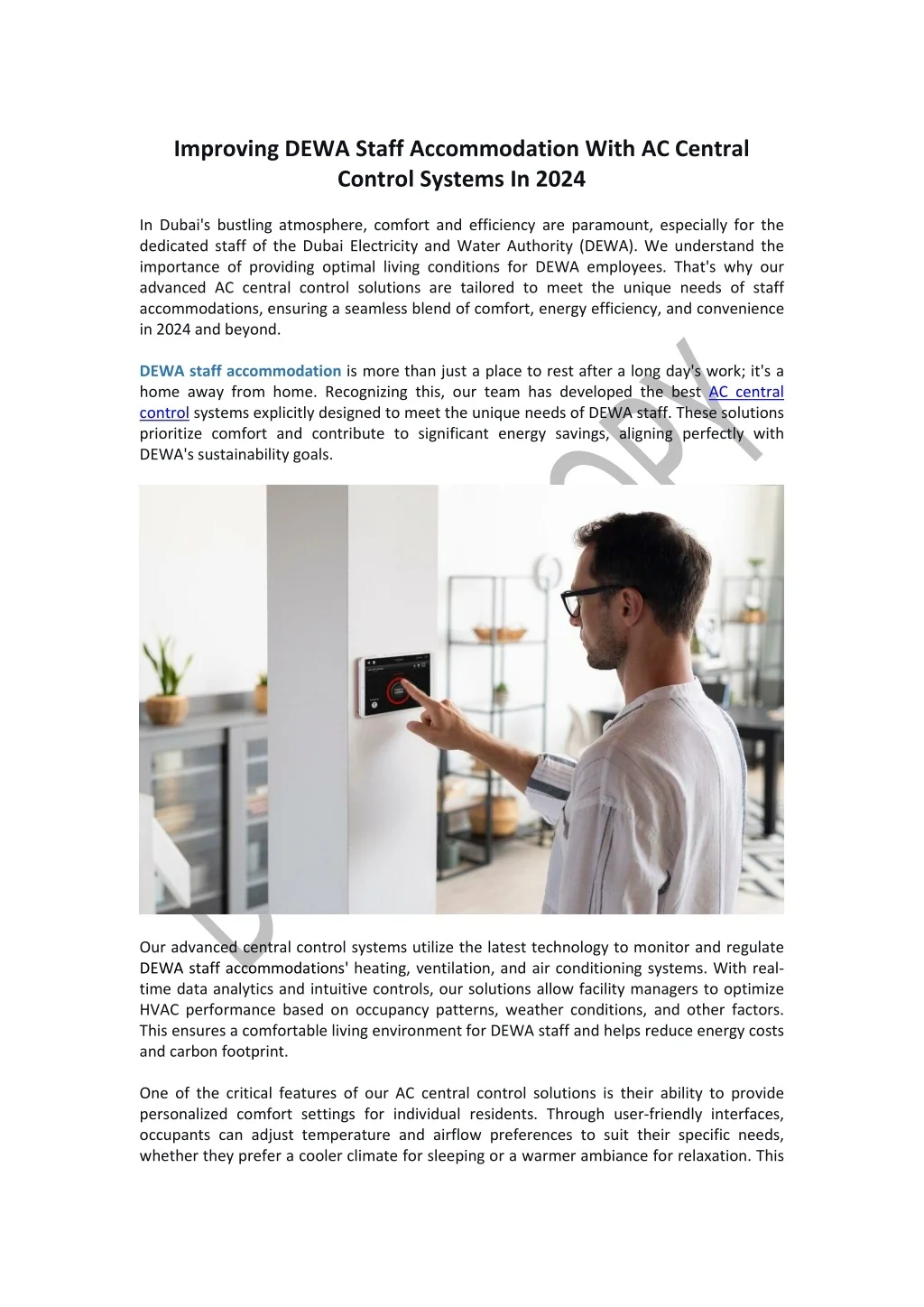 PPT - Improving DEWA Staff Accommodation With AC Central Control ...