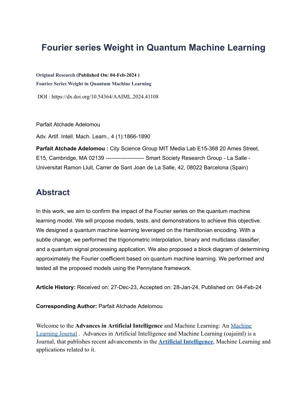 PPT - Fourier series Weight in Quantum Machine Learning PowerPoint ...