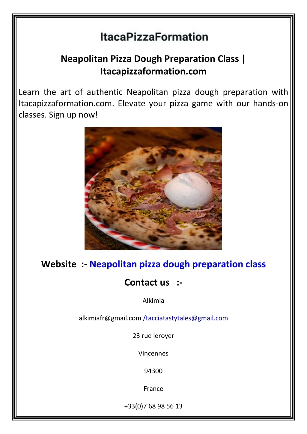 PPT - Neapolitan Pizza Dough Preparation Class Itacapizzaformation.com ...