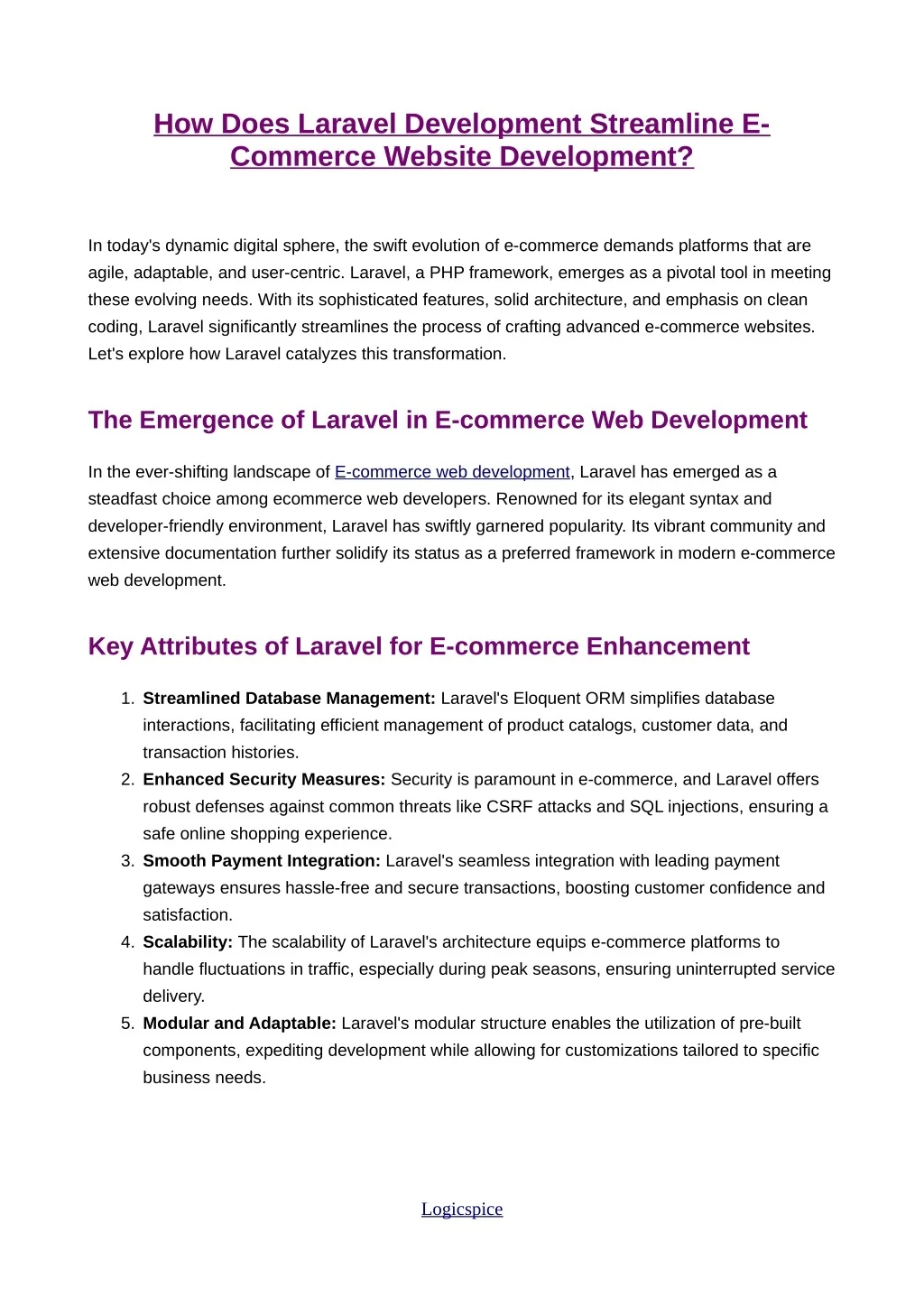 PPT - How Does Laravel Development Streamline E-Commerce Website Development? PowerPoint ...