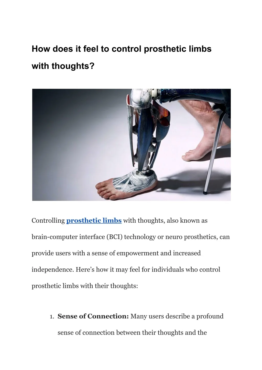 PPT - How does it feel to control prosthetic limbs with thoughts ...