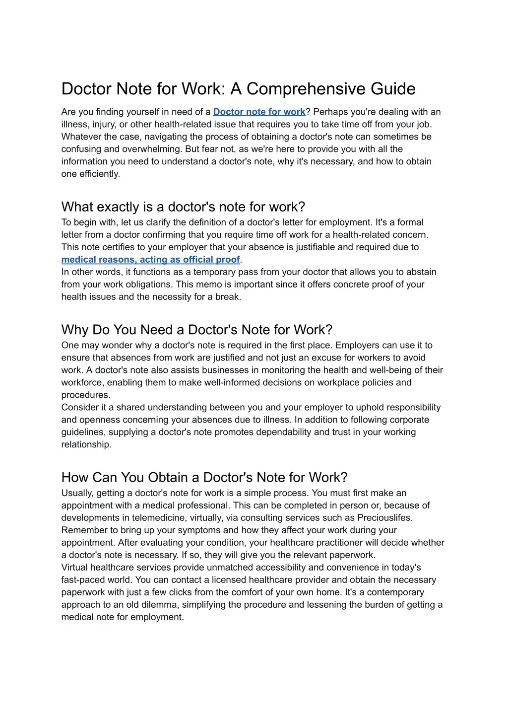 PPT - Doctor Note for Work : A Comprehensive Guide PowerPoint ...