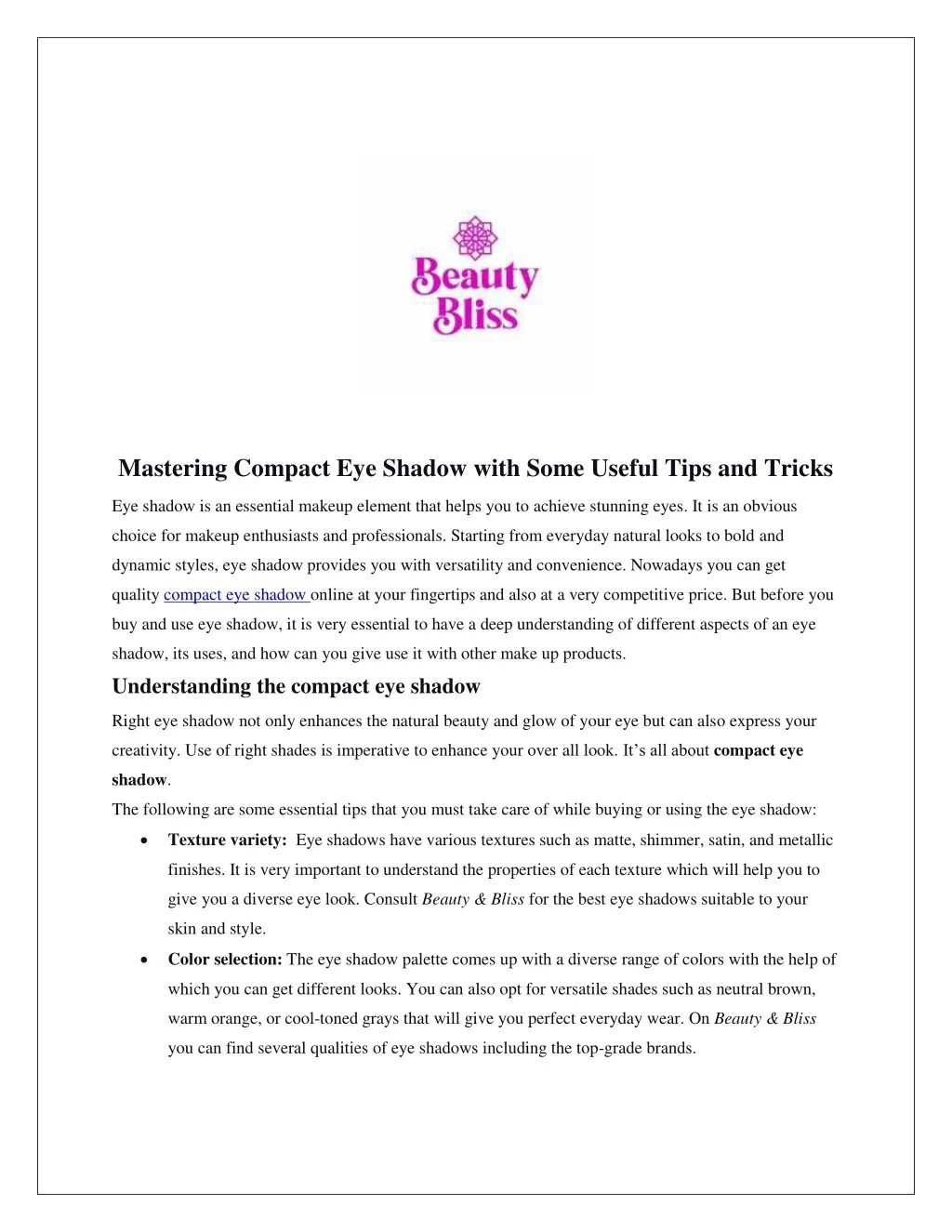 PPT - Mastering Compact Eye Shadow with Some Useful Tips and Tricks ...