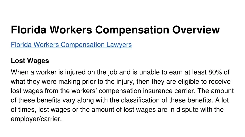 PPT - Florida Workers Compensation Overview PowerPoint Presentation ...