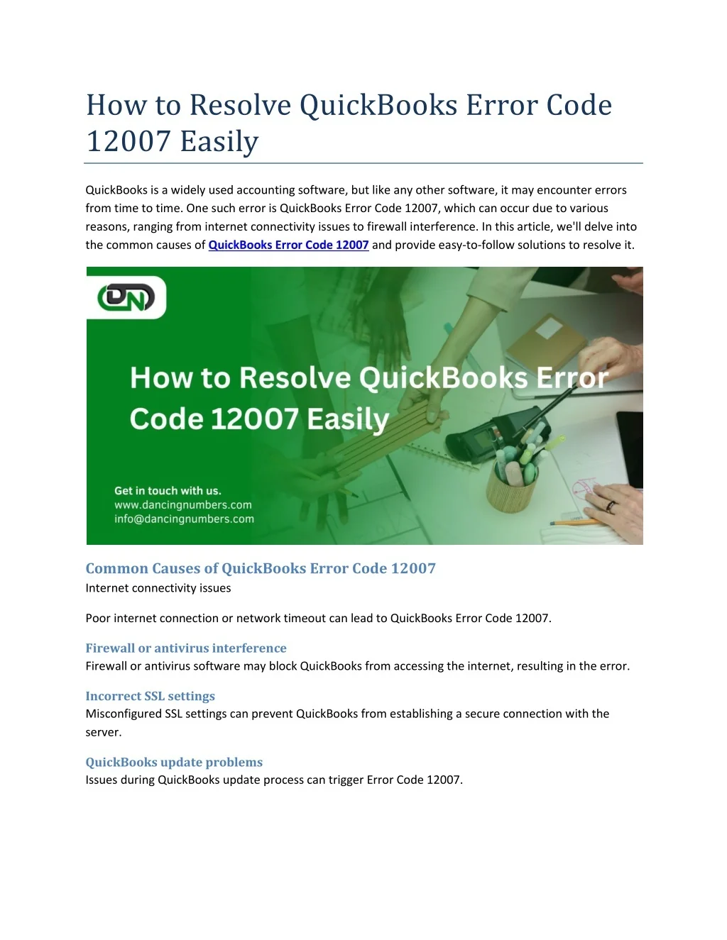 PPT - How to Resolve QuickBooks Error Code 12007 Easily PowerPoint ...