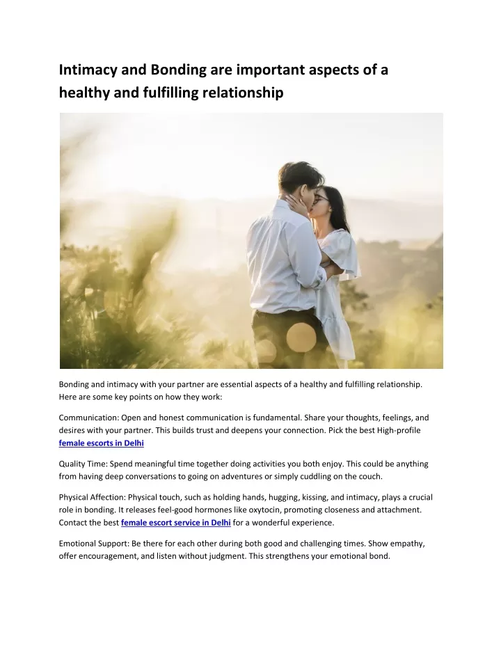 Ppt Intimacy And Bonding Are Important Aspects Of A Healthy And
