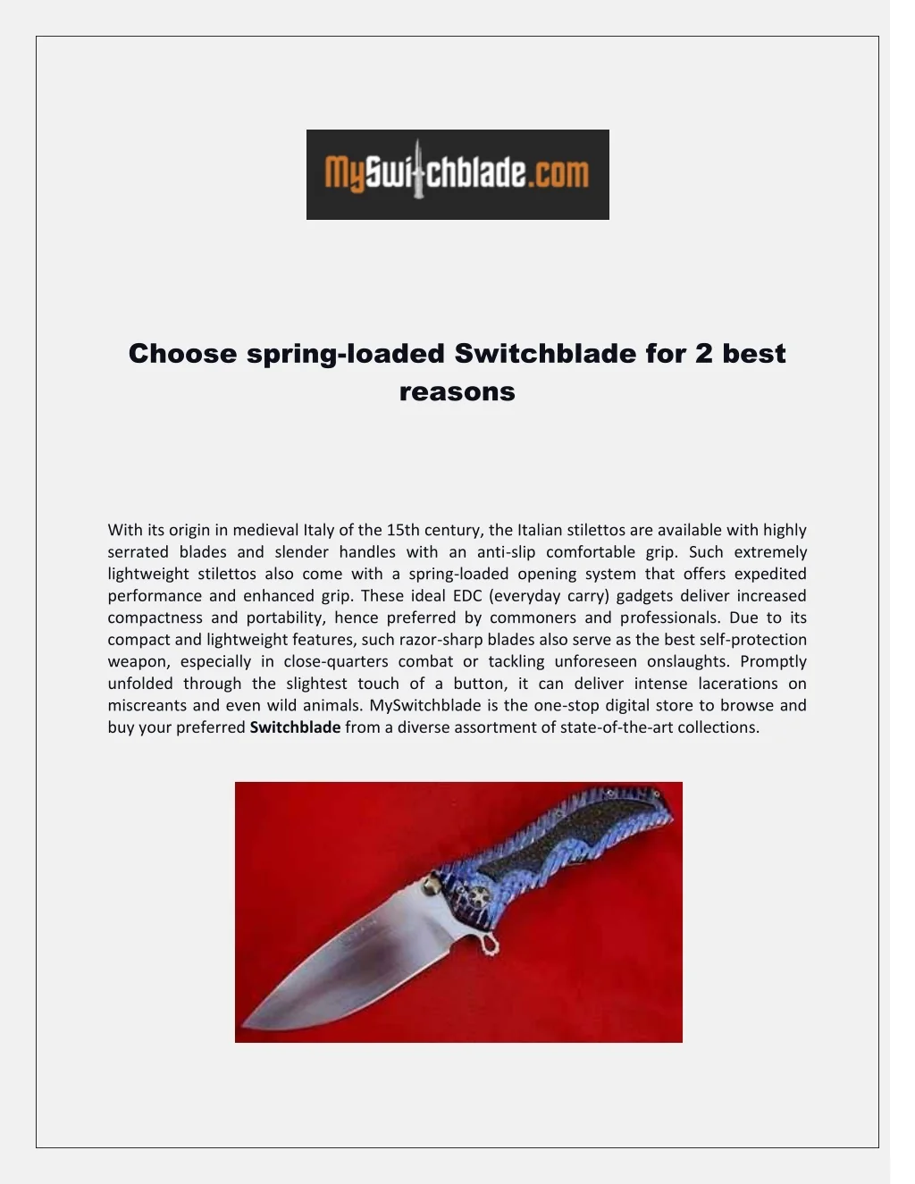 PPT - Choose spring-loaded Switchblade for 2 best reasons PowerPoint ...
