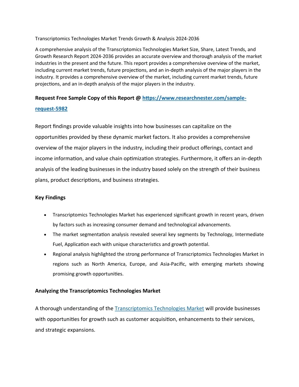 PPT - Transcriptomics Technologies Market PowerPoint Presentation, free ...