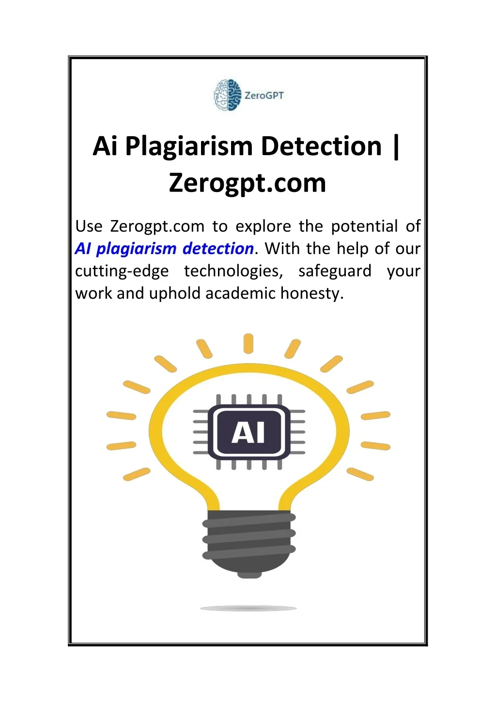 PPT - Ai Plagiarism Detection Zerogpt.com PowerPoint Presentation, free ...
