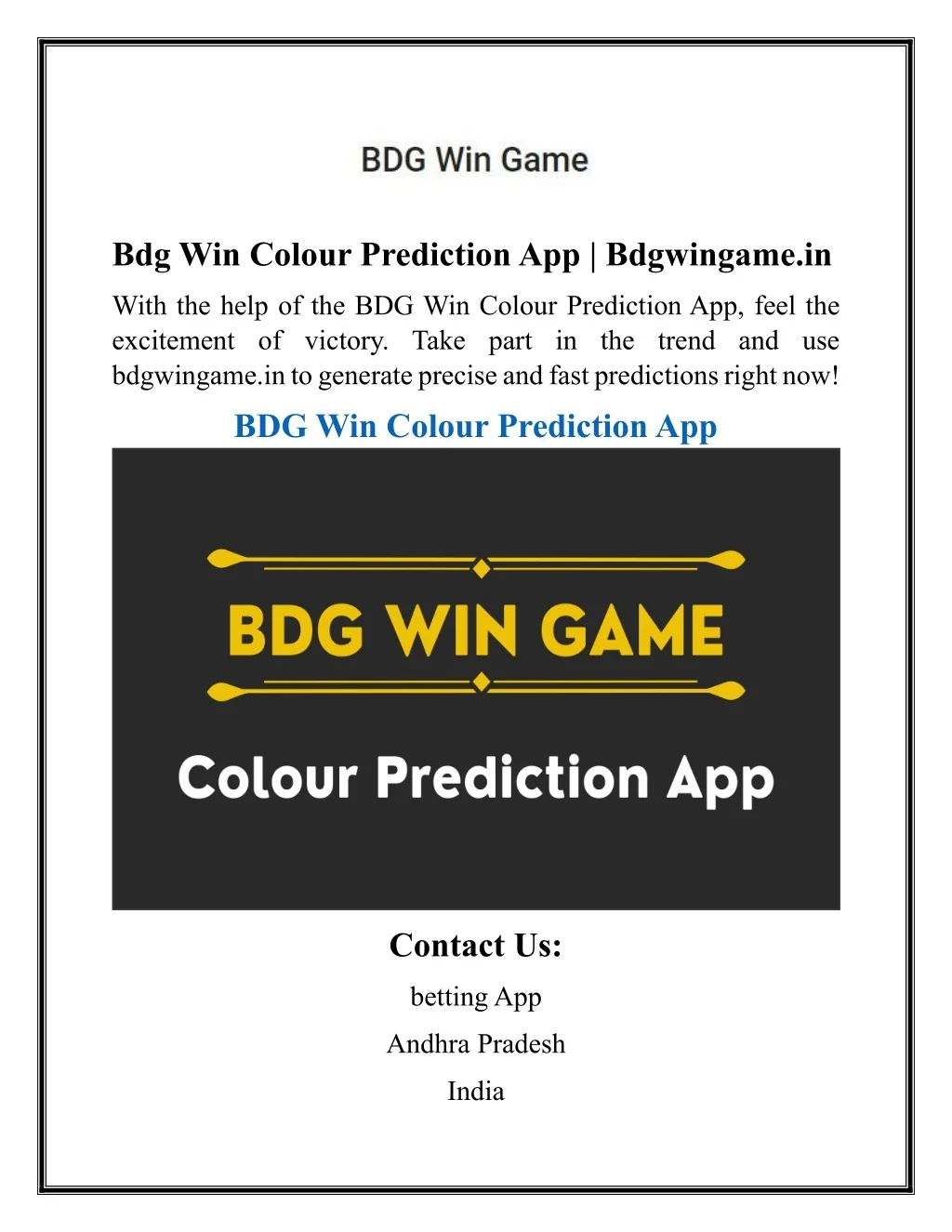 PPT - Bdg Win Colour Prediction App Bdgwingame.in PowerPoint ...