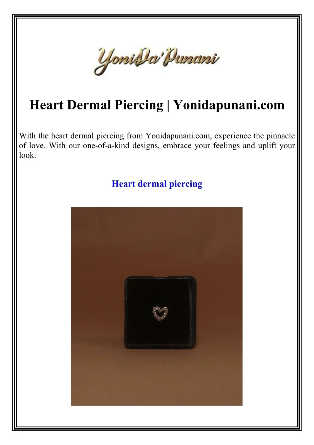 PPT - Heart Dermal Piercing Yonidapunani.com PowerPoint Presentation ...