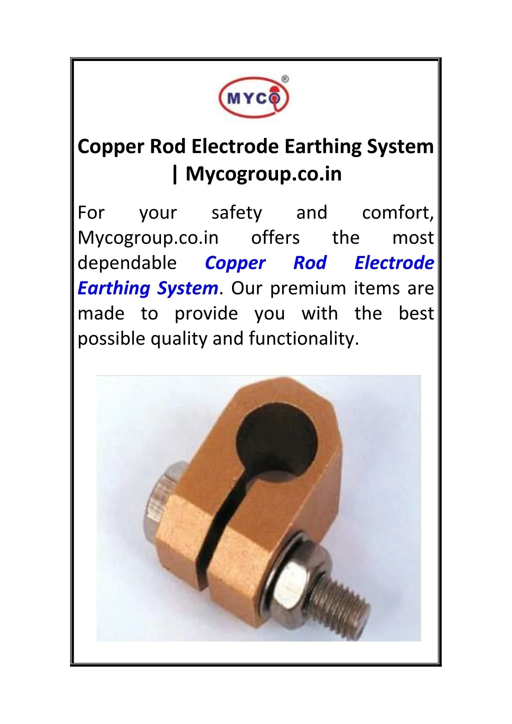 PPT - Copper Rod Electrode Earthing System Mycogroup.co.in PowerPoint ...