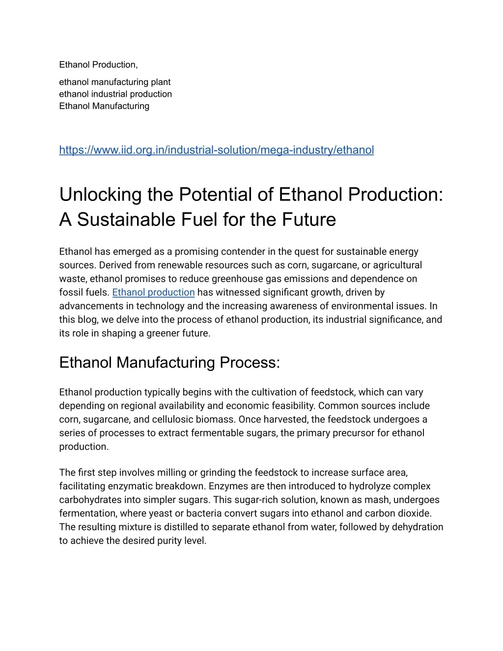 PPT - Unlocking the Potential of Ethanol Production_ A Sustainable Fuel ...