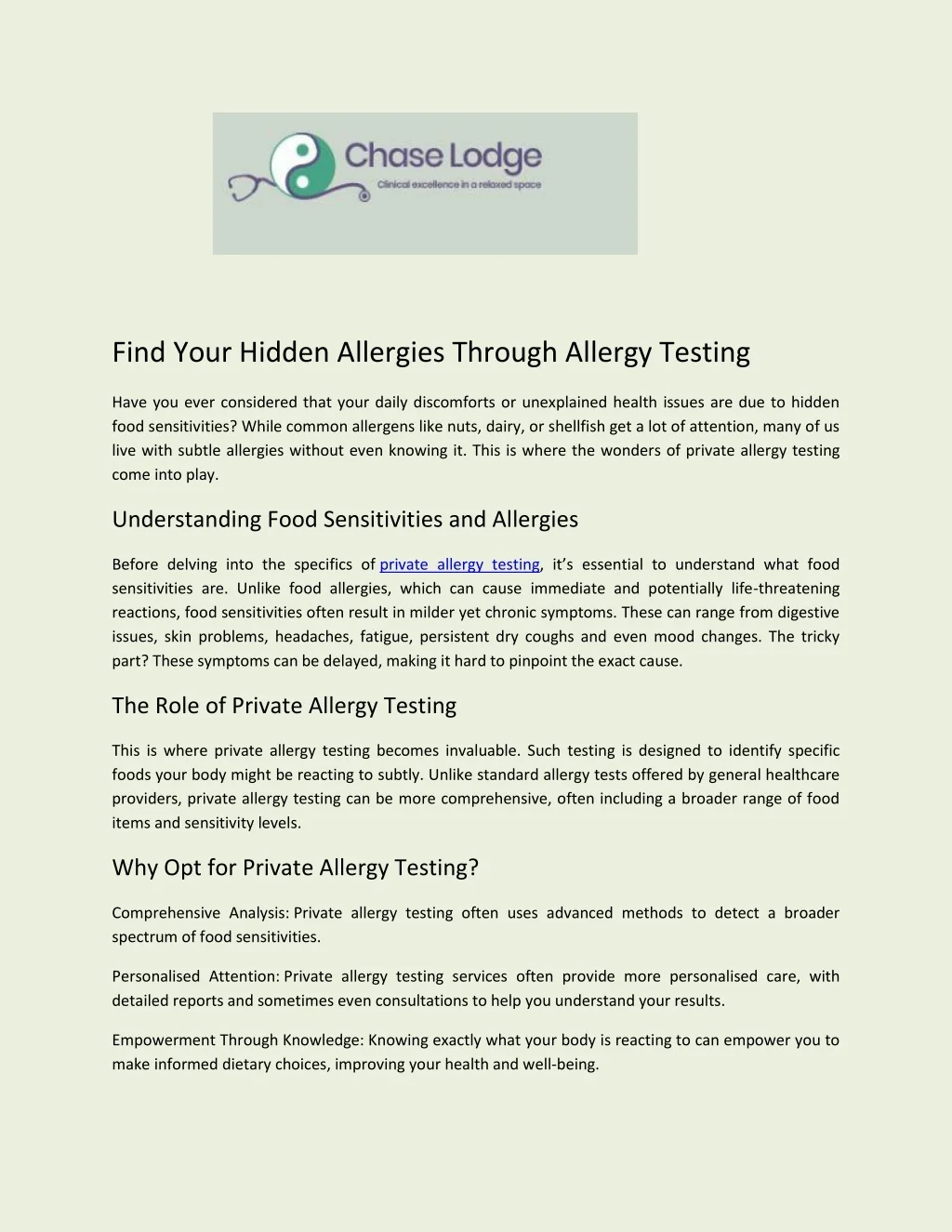 PPT - Find Your Hidden Allergies Through Allergy Testing - Chase Lodge ...