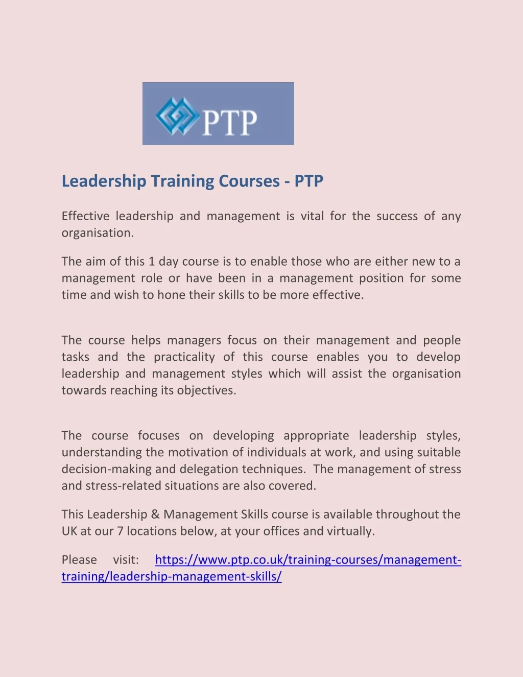 PPT - Leadership Training Courses - PTP PowerPoint Presentation, free ...