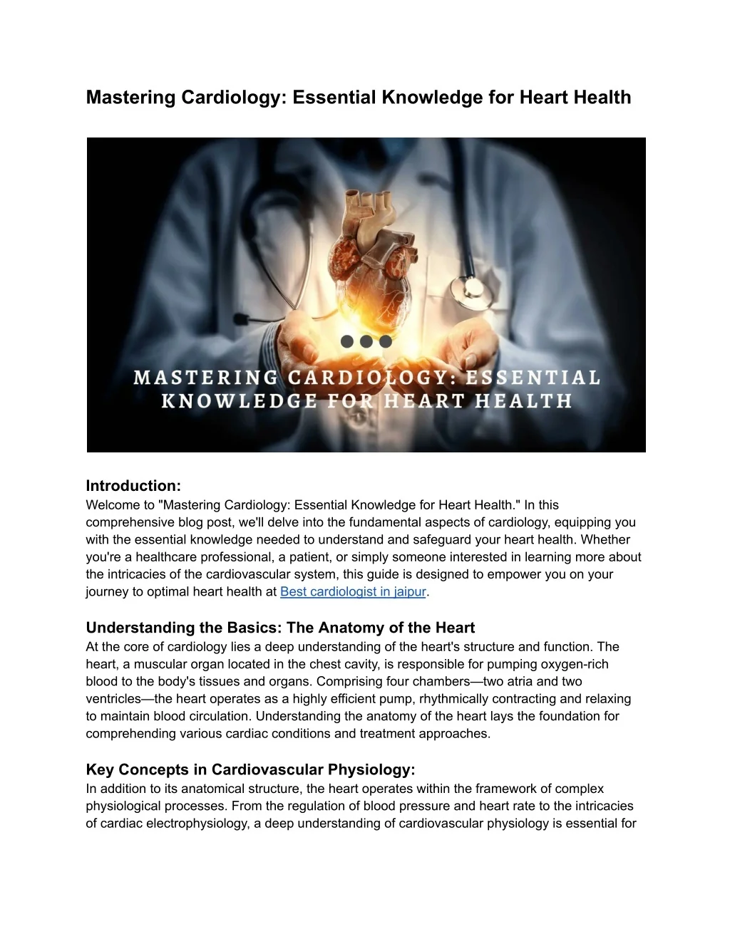 PPT - Mastering Cardiology_ Essential Knowledge for Heart Health ...