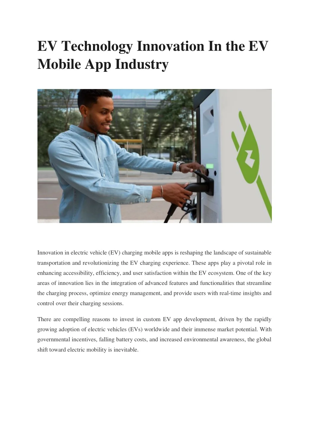 PPT - EV Technology Innovation In the EV Mobile App Industry PowerPoint ...