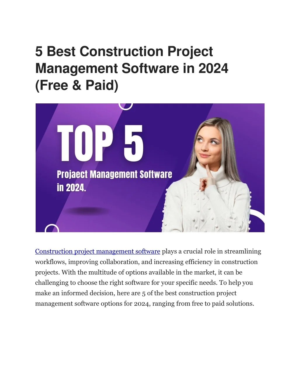 PPT - 5 Best Construction Project Management Software in 2024 ...