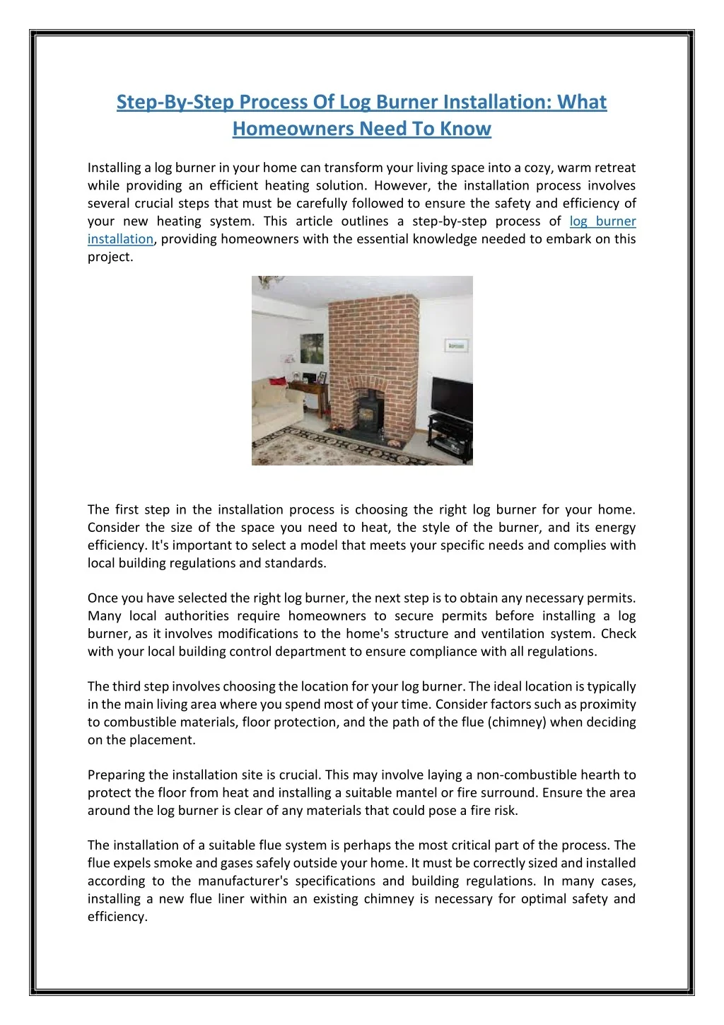 PPT - Step-By-Step Process Of Log Burner Installation What Homeowners ...