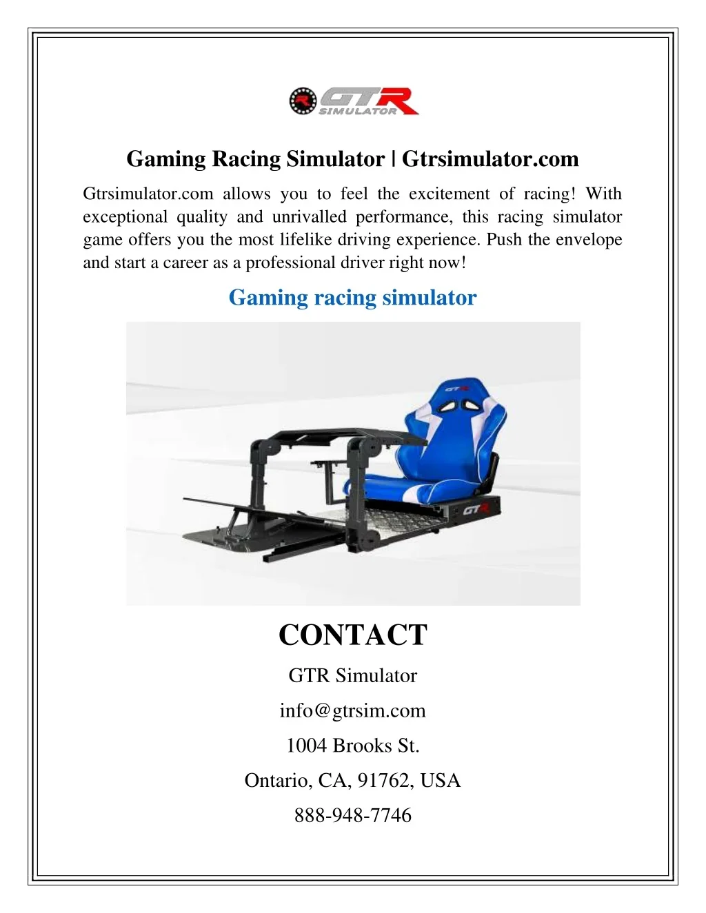 PPT - Gaming Racing Simulator Gtrsimulator PowerPoint Presentation ...