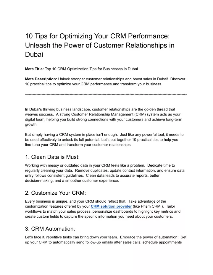 PPT - 10 Tips for Optimizing Your CRM Performance_ Unleash the Power of ... PPT - 10 Tips for Optimizing Your CRM Performance_ Unleash the Power of ...