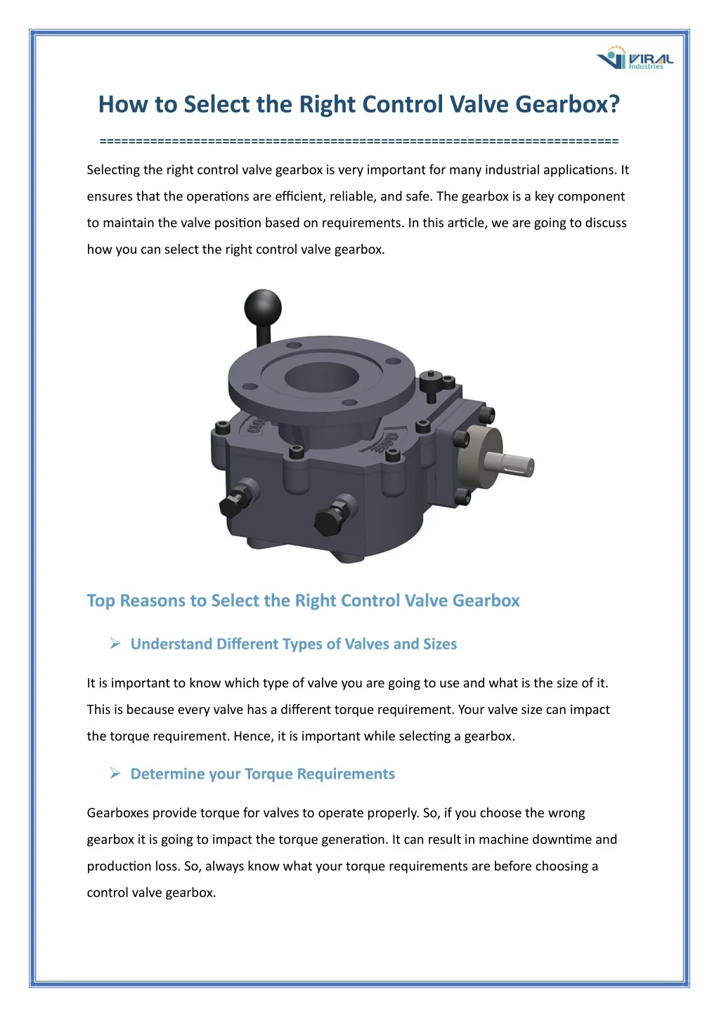 PPT - How to Select the Right Control Valve Gearbox PowerPoint ...