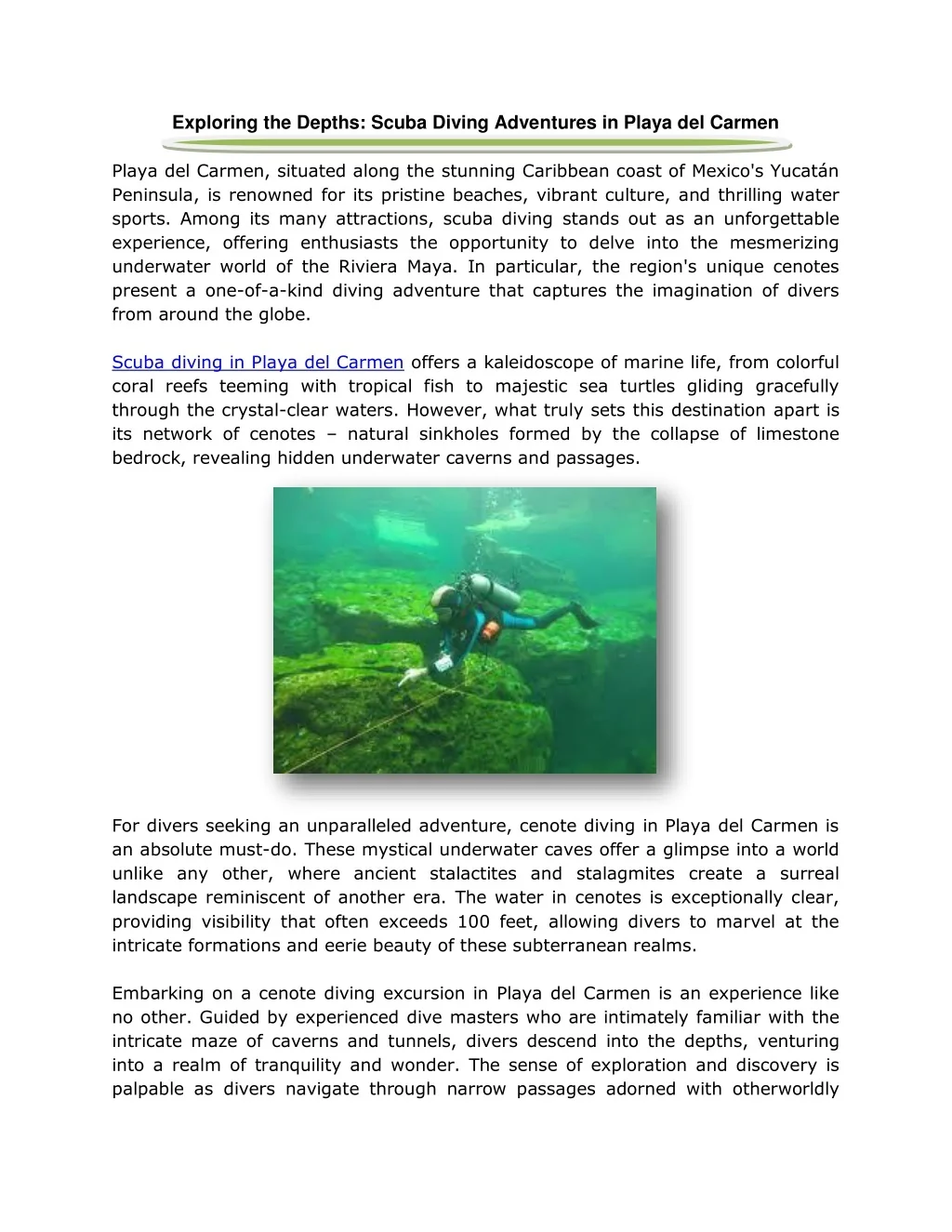 PPT - Exploring the Depths: Scuba Diving Adventures in Playa del Carmen ...