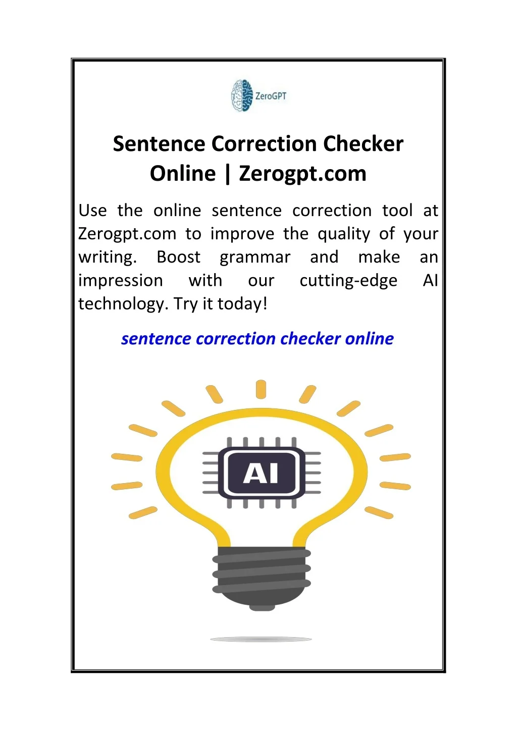 PPT - Sentence Correction Checker Online Zerogpt.com PowerPoint ...