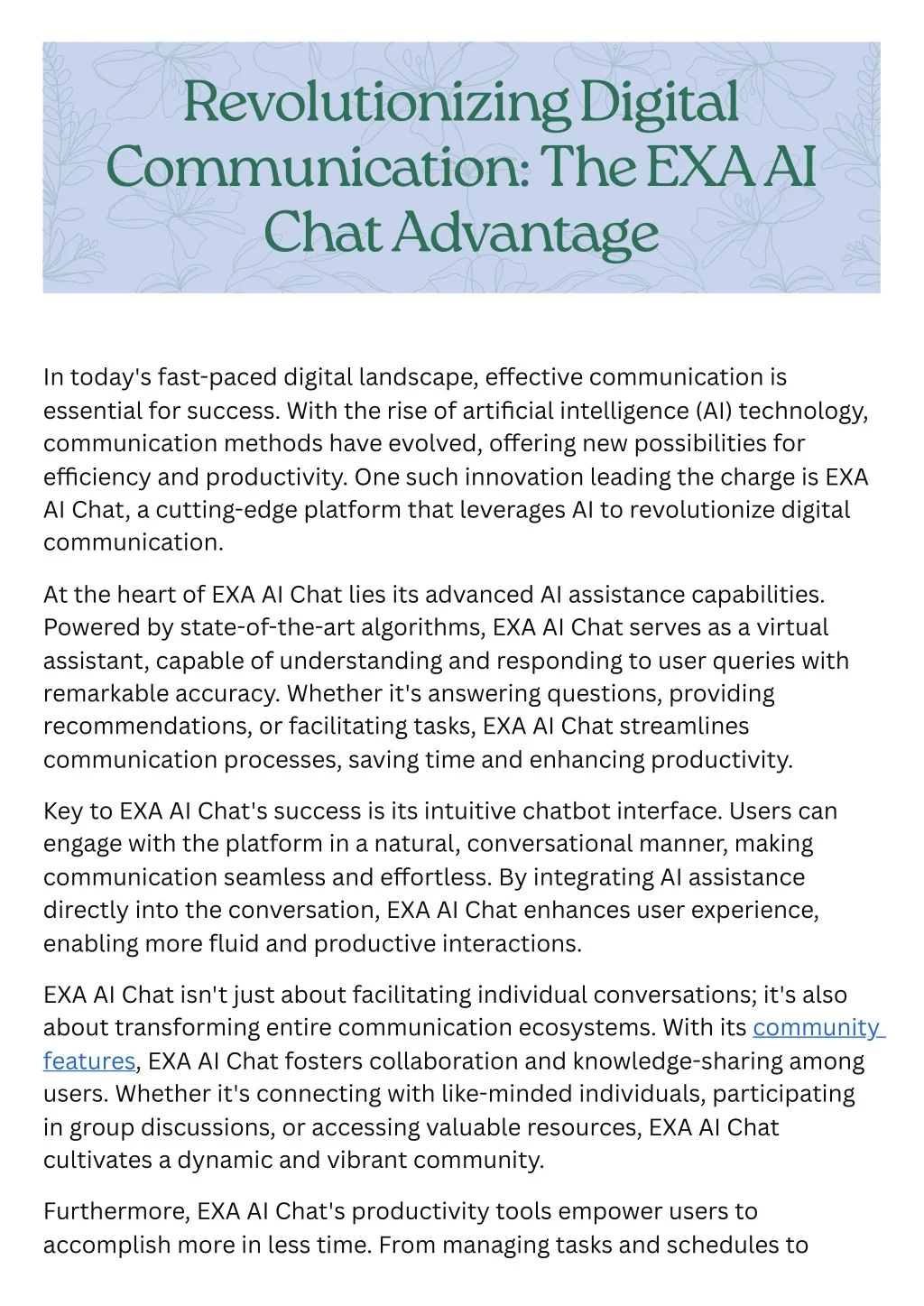 PPT - Revolutionizing Digital Communication: The EXA AI Chat Advantage ...
