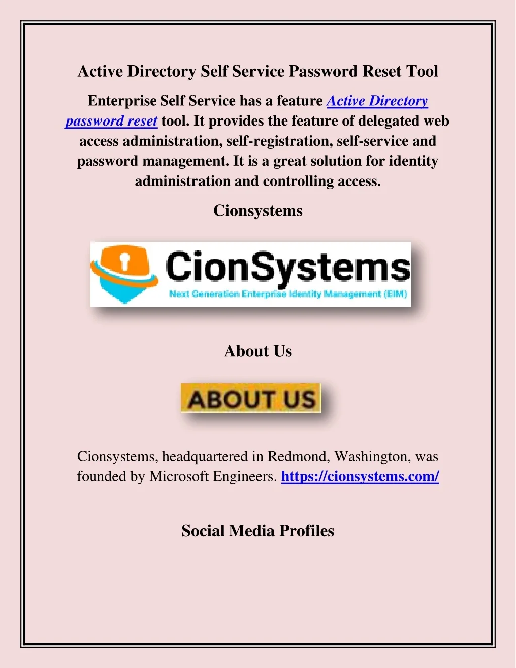PPT - Active Directory Self Service Password Reset Tool, cionsystems PowerPoint Presentation ...