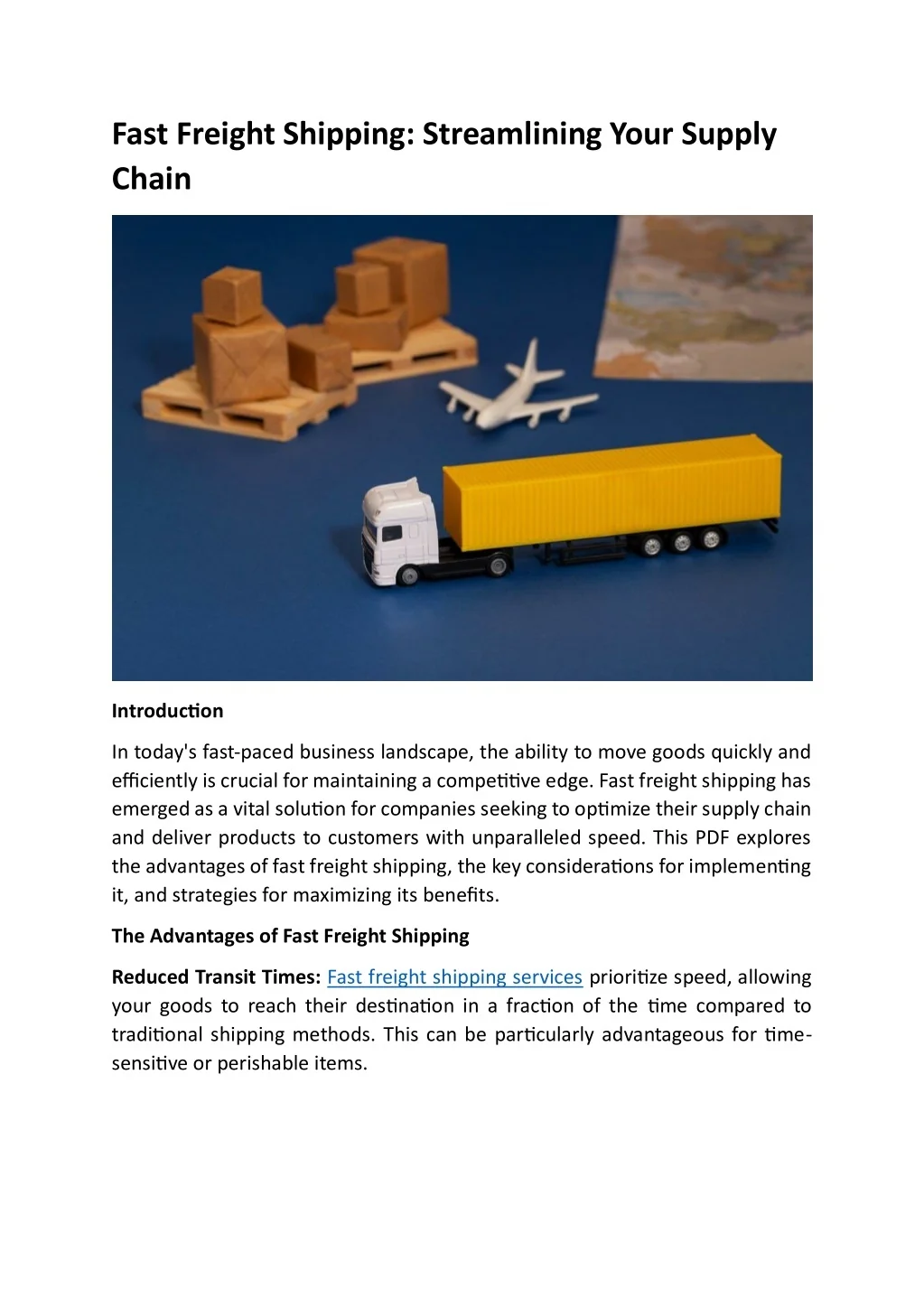 PPT - Fast Freight Shipping Streamlining Your Supply Chain PowerPoint ...