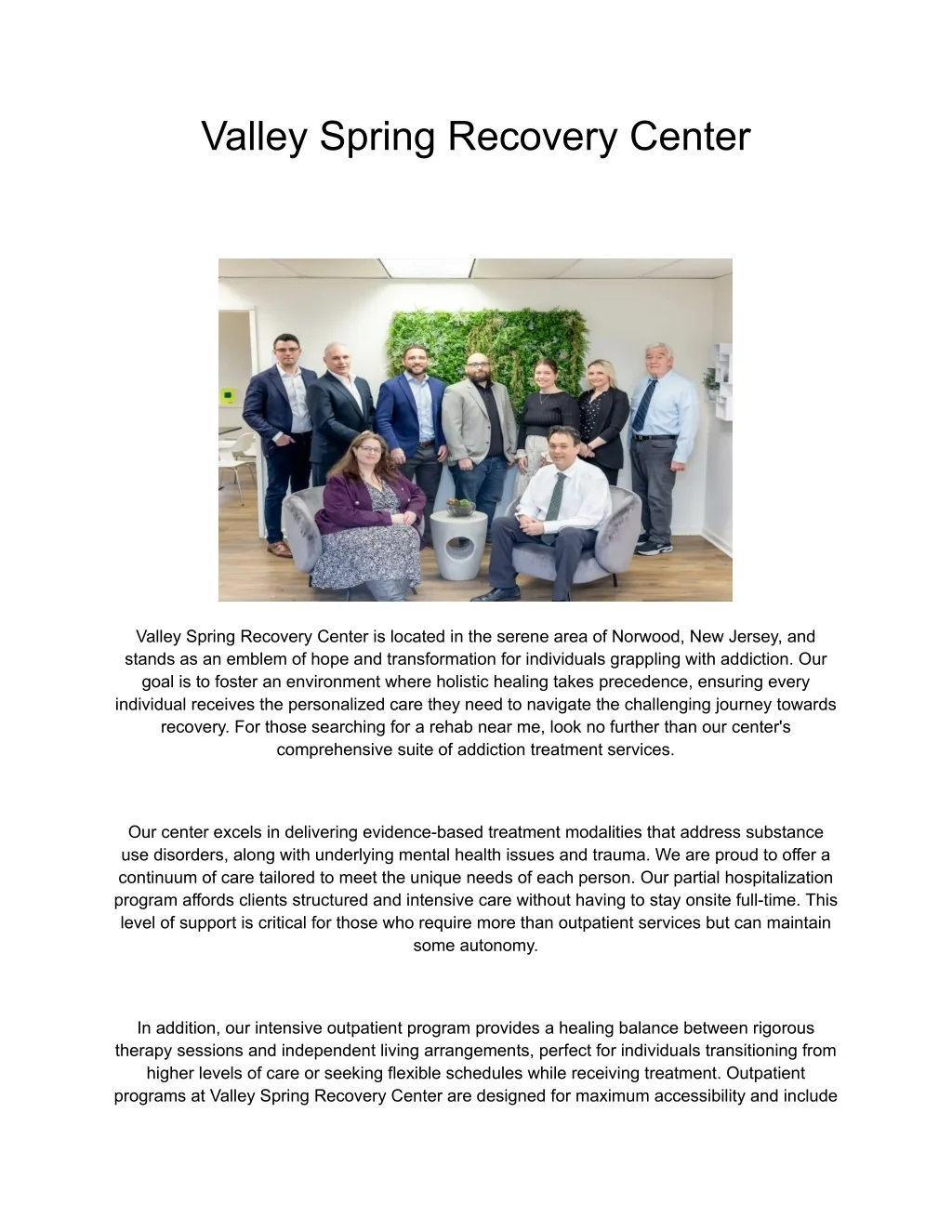 PPT - Valley Spring Recovery Center PowerPoint Presentation, free ...
