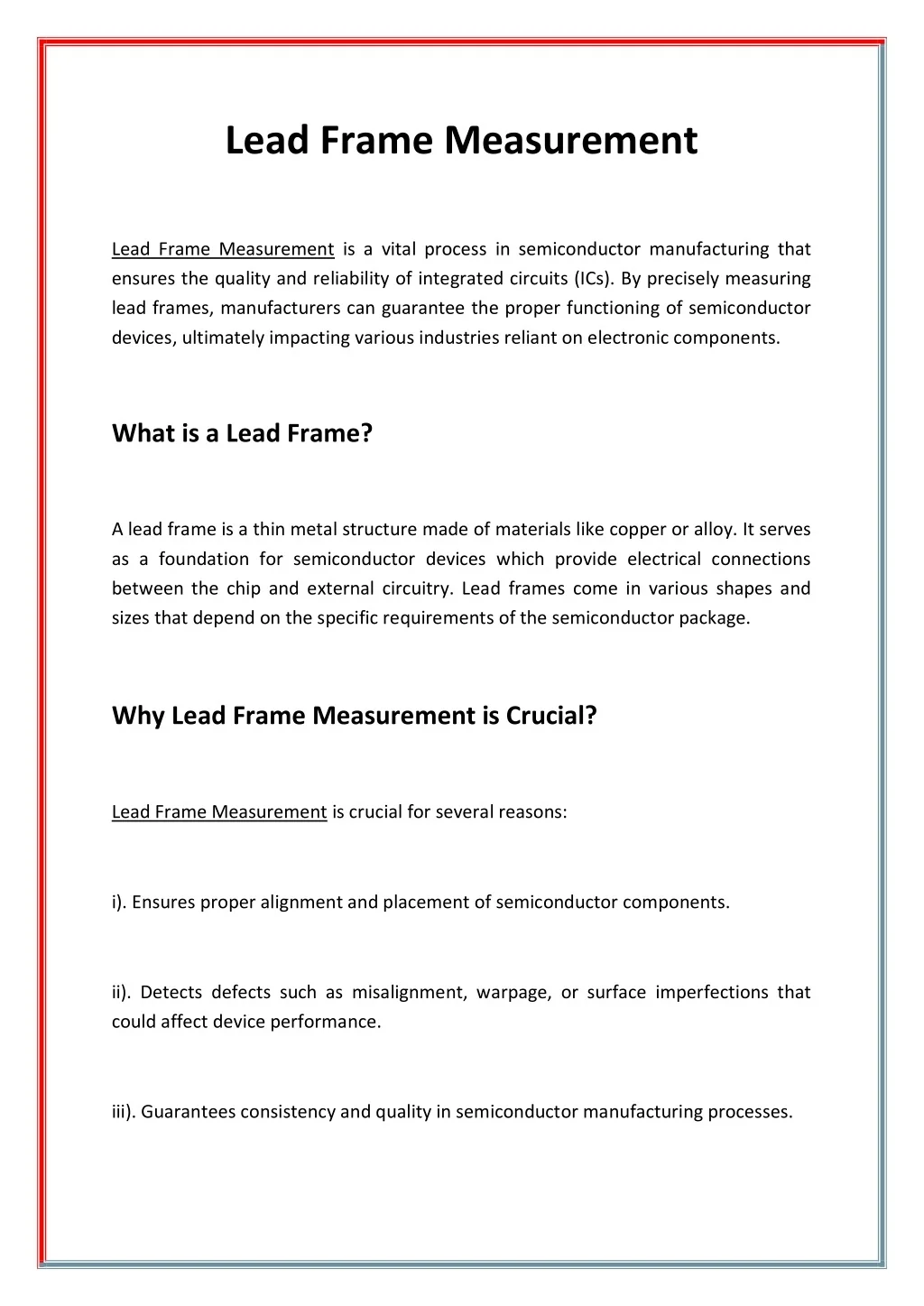PPT - Lead Frame Measurement | VIEW Micro Metrology PowerPoint ...