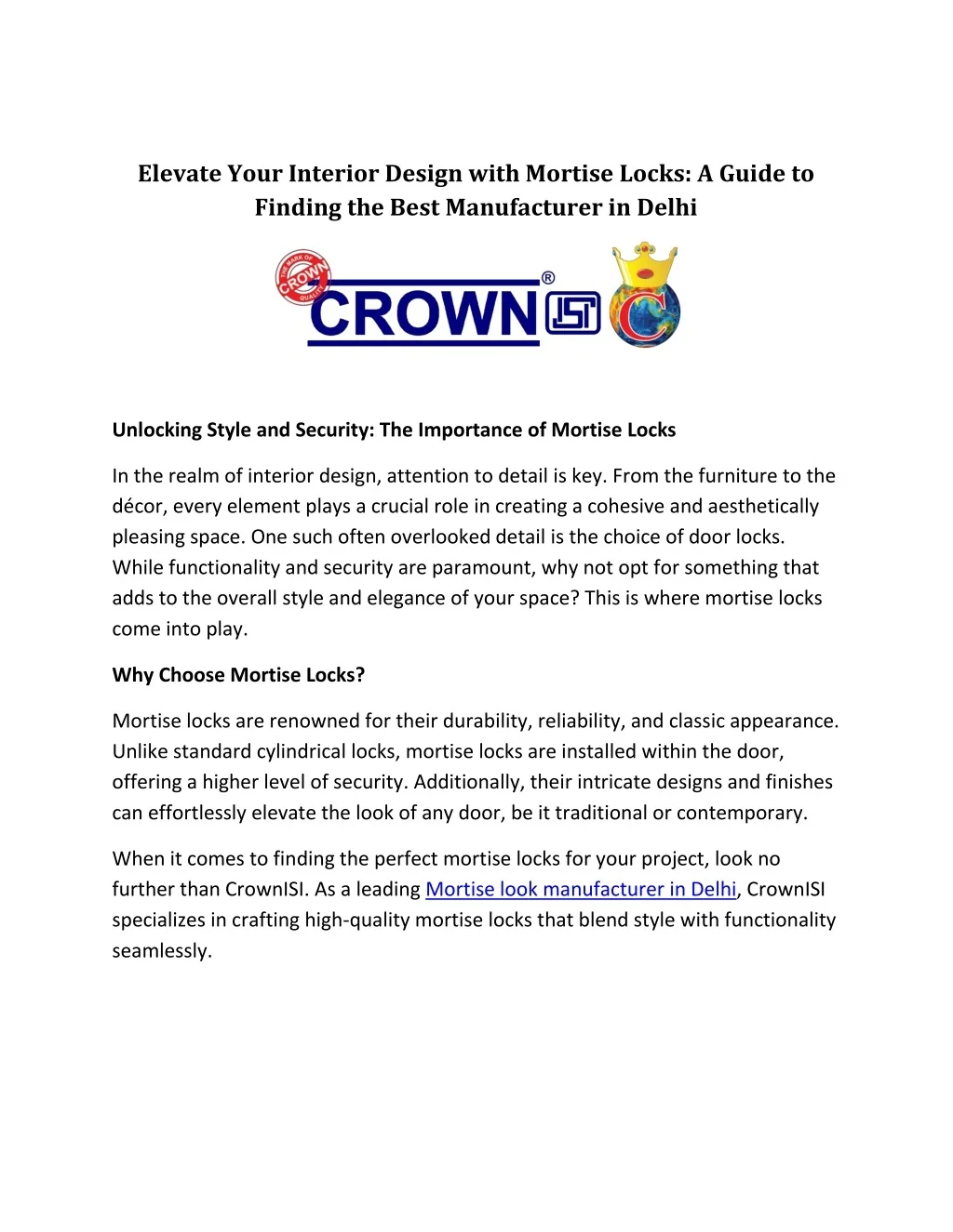 PPT - Elevate Your Interior Design with Mortise Locks A Guide to ...