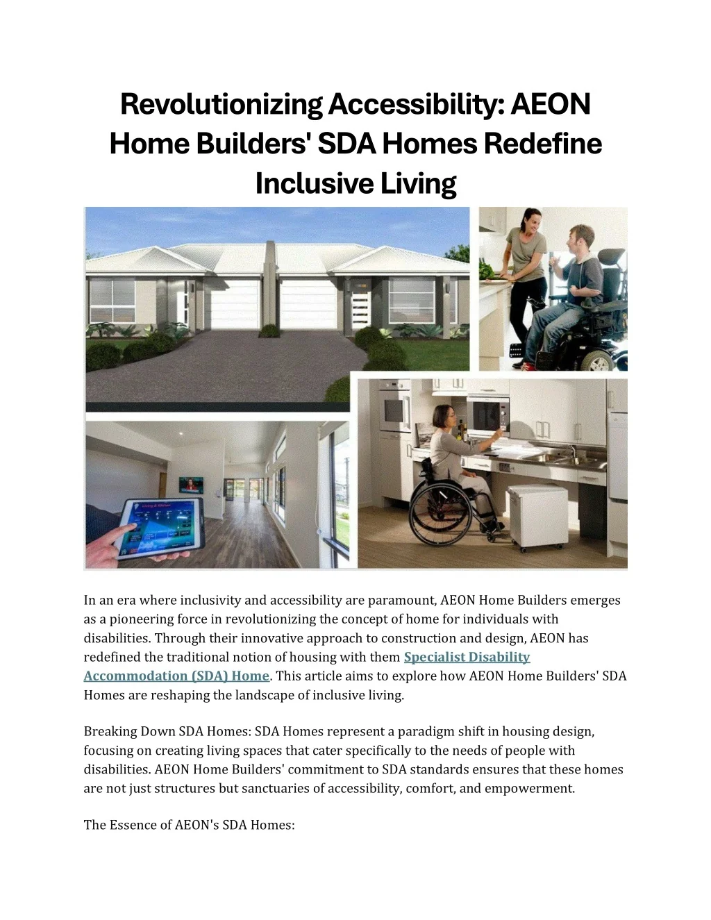 PPT - Revolutionizing Accessibility AEON Home Builders' SDA Homes ...