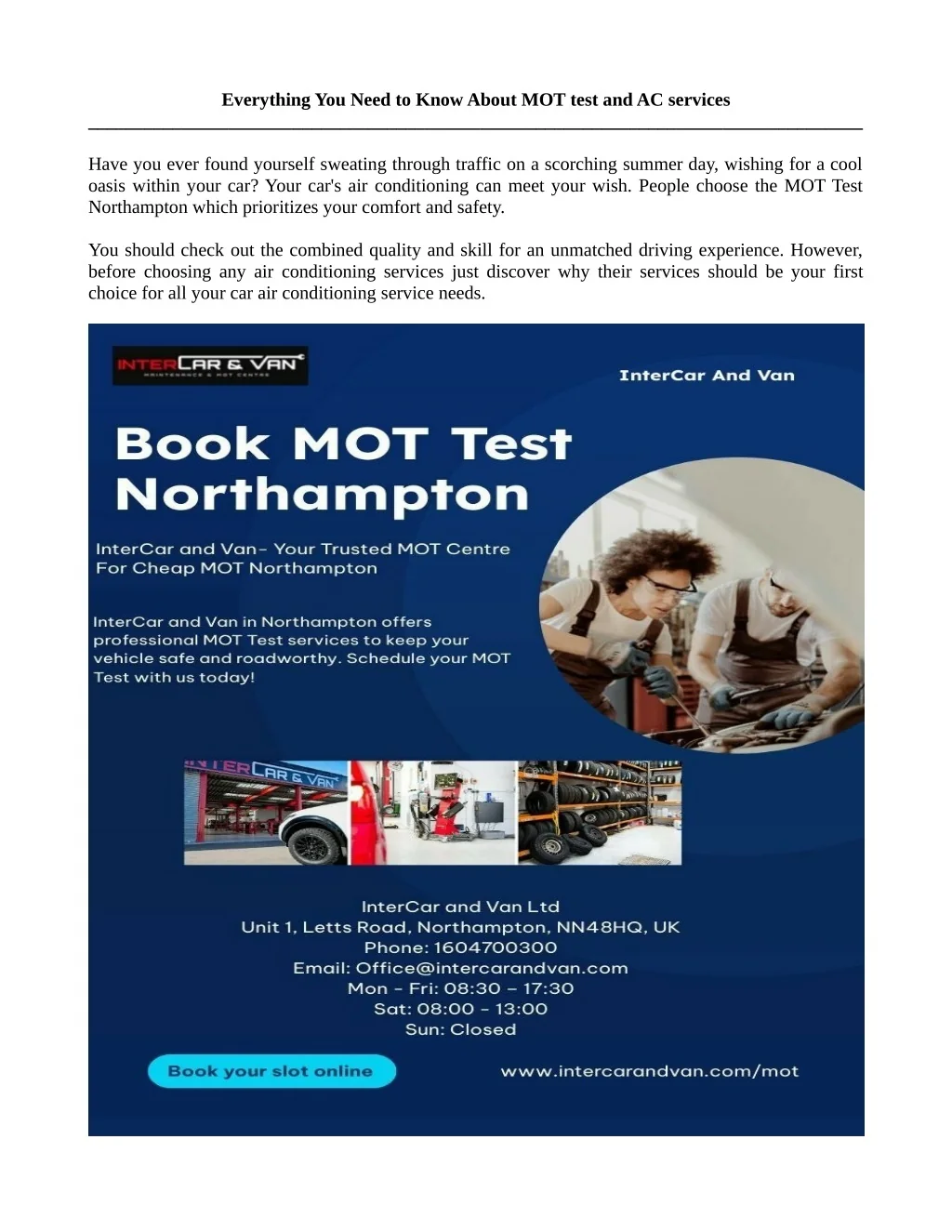 PPT - Everything You Need to Know About MOT test and AC services ...