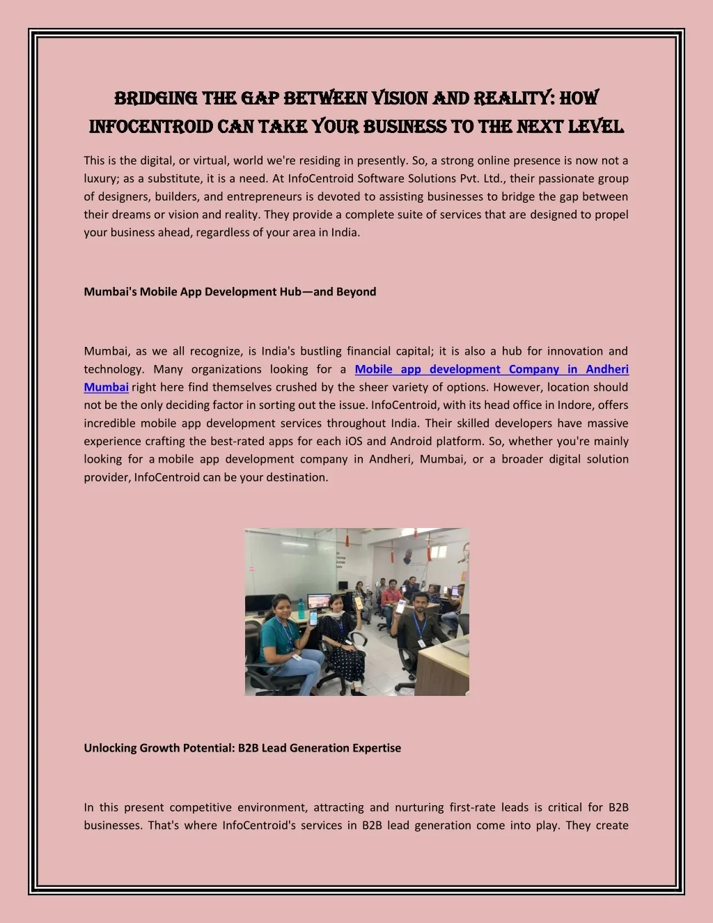 PPT - Bridging the Gap Between Vision and Reality: How InfoCentroid Can ...