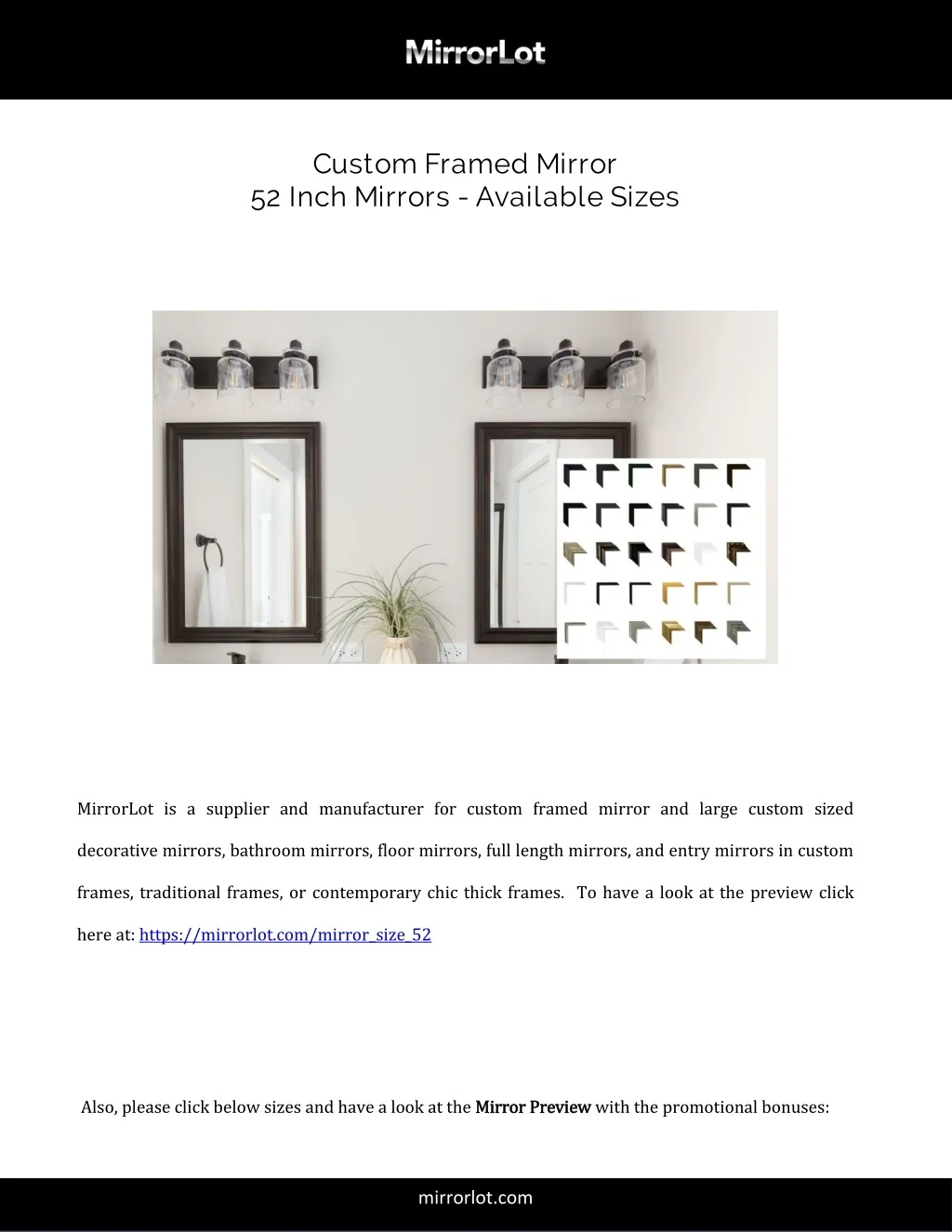 PPT - Custom Framed Mirror 52 Inch Mirrors Available Sizes PowerPoint ...