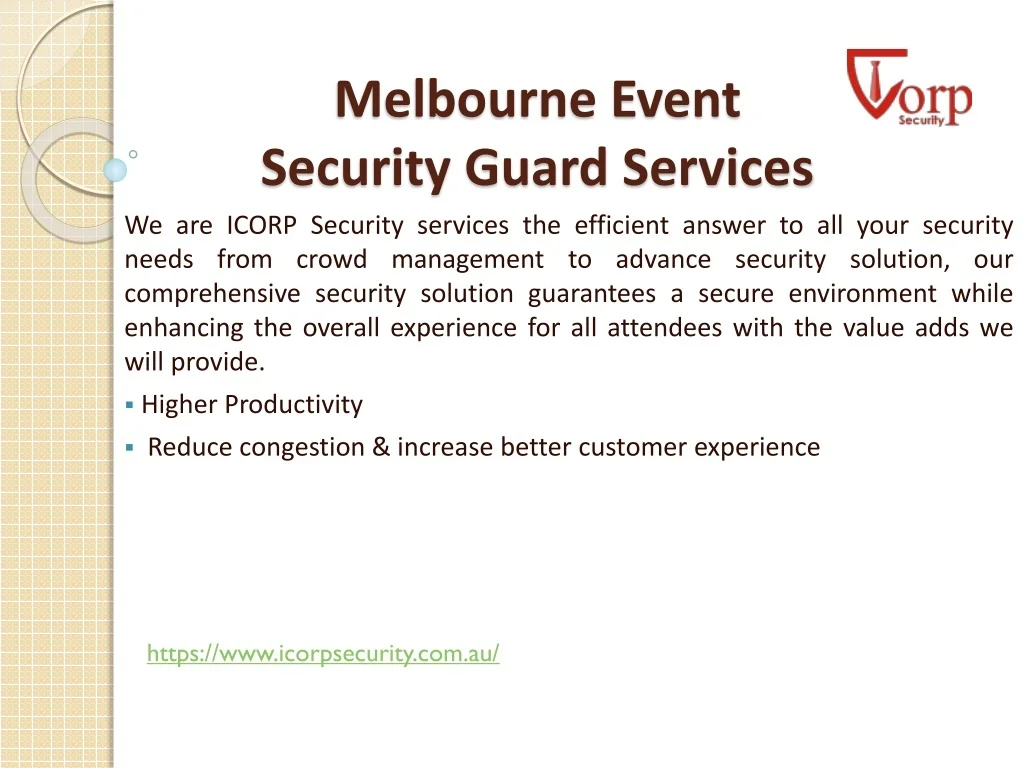 PPT - Melbourne Event Security Guard Services - ICORP Security ...