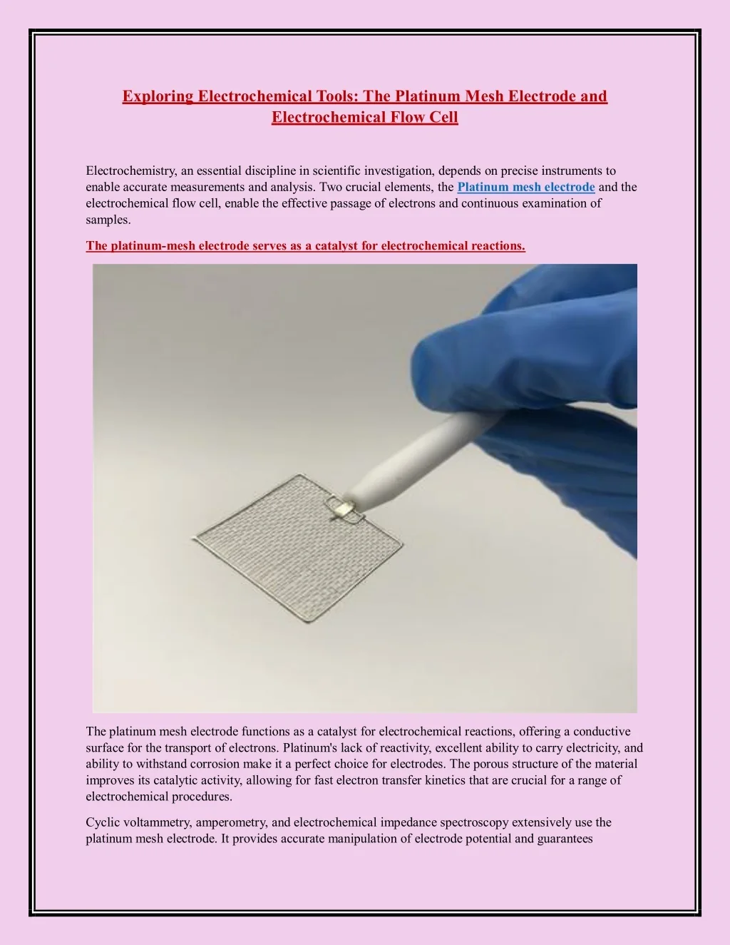 PPT - Exploring Electrochemical Tools The Platinum Mesh Electrode and ...