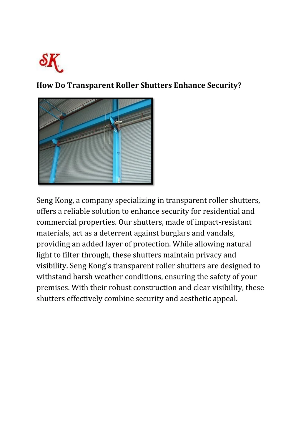 PPT - How Do Transparent Roller Shutters Enhance Security PowerPoint Presentation - ID:13183966