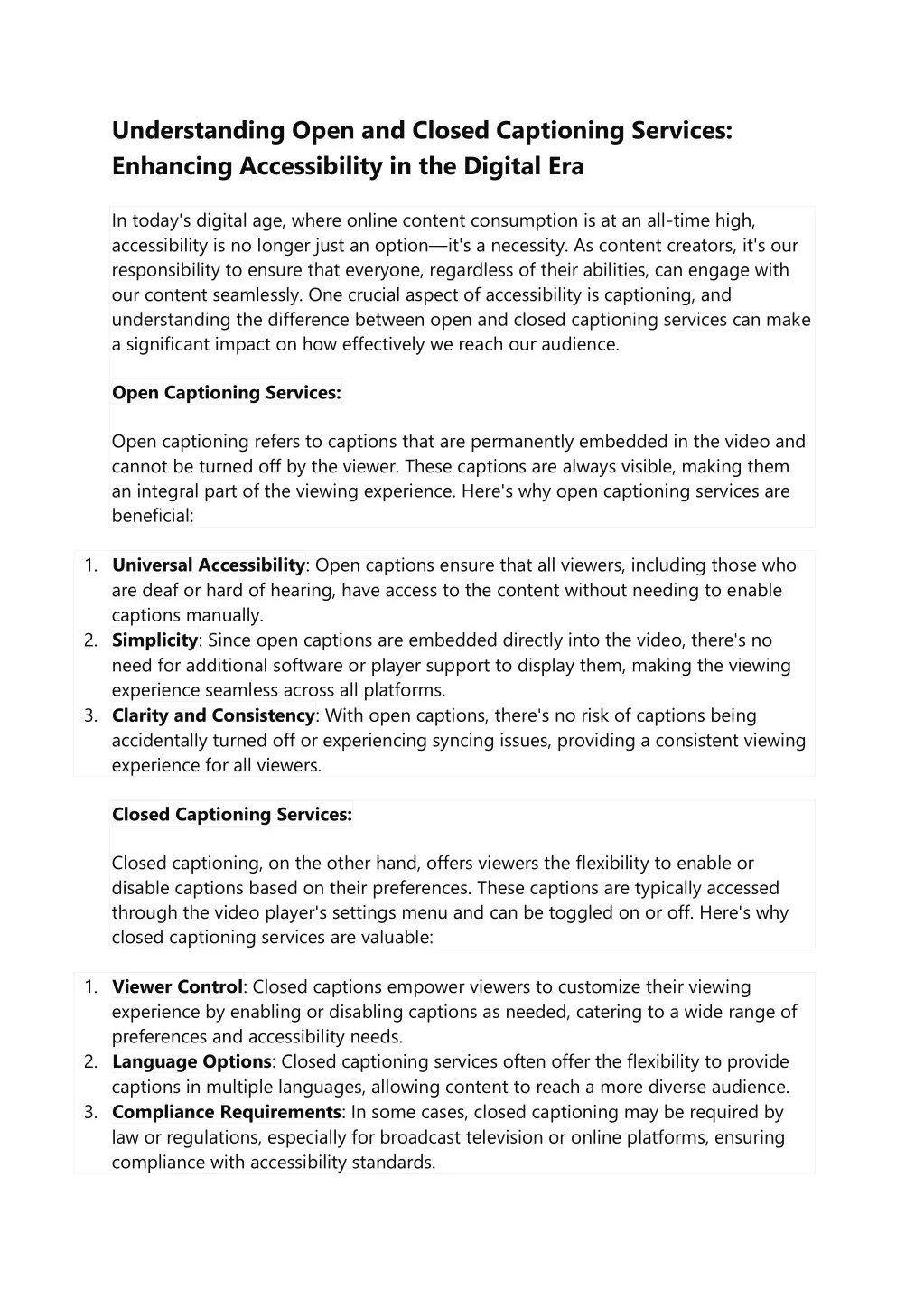 PPT - Understanding Open and Closed Captioning Services Enhancing ...