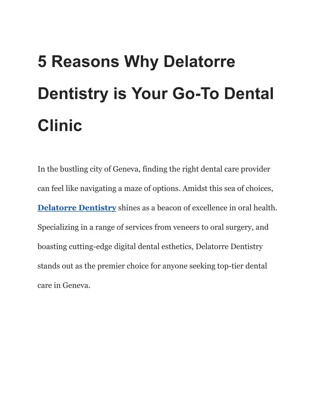 PPT - 5 Reasons Why Delatorre Dentistry is Your Go-To Dental Clinic ...