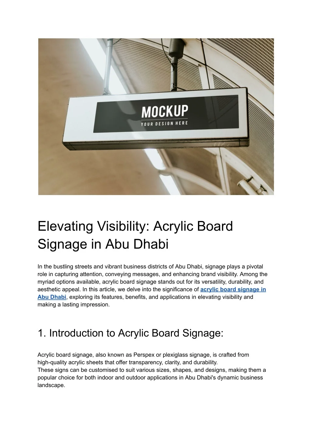 PPT - Elevating Visibility_ Acrylic Board Signage in Abu Dhabi ...