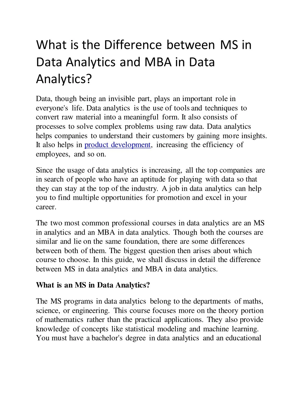PPT - What is the Difference between MS in Data Analytics and MBA in ...